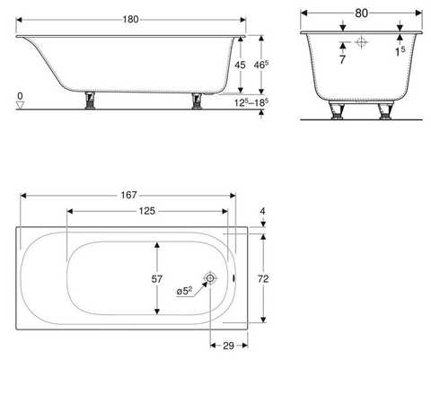 CADA DE BAIE RECTANGULARA GEBERIT SOANA, 180x80 cm, CU SUPORT INCLUS ...